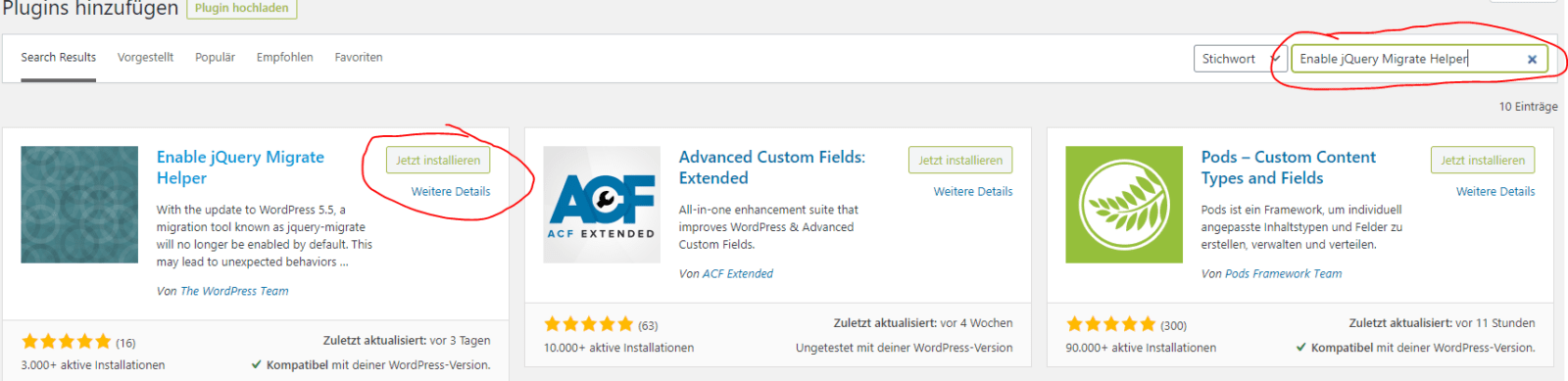 Wordpress 5.5 Update Plugins Fehlerhaft - JQuery migrate